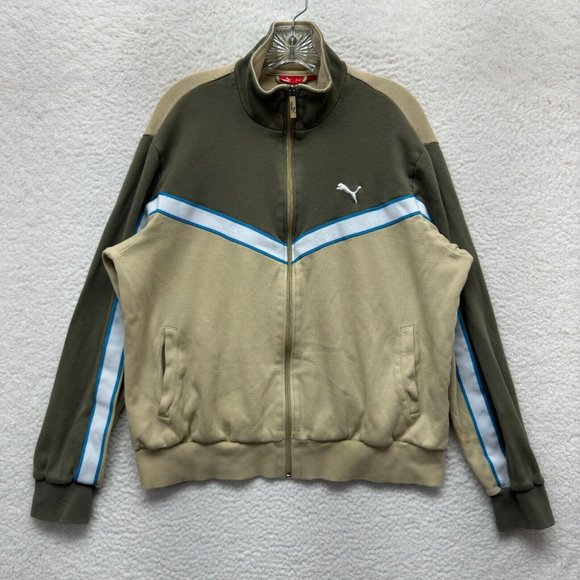 Puma | Jackets & Coats | Puma Track Jacket L Large Mens Green Beige ...